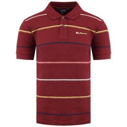 Ben Sherman strippte Herren Burgunder Polo -Hemd