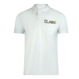 Cavalli Class - Poloshirt In Off-white Mit Leuchtendem Blumenlogo
