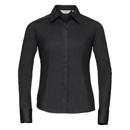 Russel Athletic Russell Collection Damen/Damen Langarmhemd aus pflegeleichter Poly-Baumwolle aus Popeline (Schwarz)