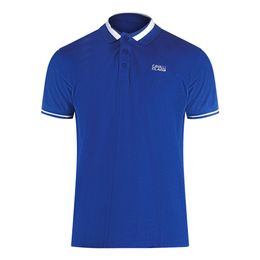Cavalli Class Poloshirt Mit Auff&auml;lligem Streifenkragen In Irisblau