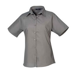 Premier - Bluse f&uuml;r Damen kurz&auml;rmlig (Dunkelgrau)