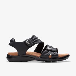 Clarks Kitly Ave Schwarze Leder-Sandalen