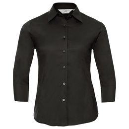 Russel Athletic Russell Collection - Formelles Hemd Pflegeleicht f&uuml;r Damen 3/4 &Auml;rmel (Schwarz)
