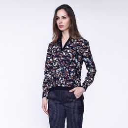 Satin-Kolibri-Bluse und Bl&auml;tterdruck