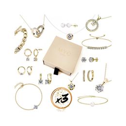 3 &Uuml;berraschungsjuwelen in einer Geschenkbox - Gold und Kristall