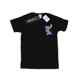 Disney - "Lilo And Stitch Stitch Backside Breast Print" T-Shirt f&uuml;r M&auml;dchen (Schwarz)