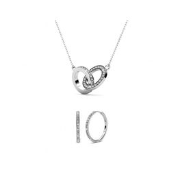 Parures Chic Circle Twin - Argent&eacute; et Cristal