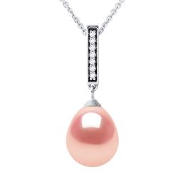 BARETTE Halskette S&uuml;&szlig;wasserperlen-Schmuck 9-10 mm Rosa 925