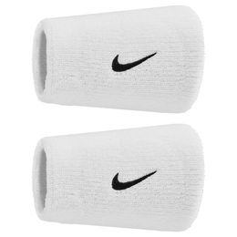 Nike - "Classic" Armband, Doppelbreit, Swoosh (2er-Pack) (Wei&szlig;/Schwarz)