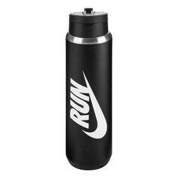 Nike - "Recharge Run" Wasserflasche, Trinkhalm, Edelstahl, 680ml (Schwarz)