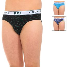 Pack-3 Herren Slips aus bedrucktem, atmungsaktivem Stoff KL3005
