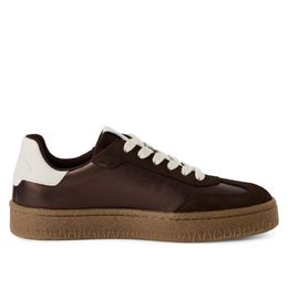 Tamaris Damen Braun Wei&szlig; Wildleder Mode Schn&uuml;rschuhe