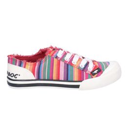 Rocket Dog Damen Stoff-Sneaker Jazzin Eden gestreift, zum Schn&uuml;ren (Rot/Bunt)