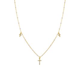 Luxenter Halskette aus 925er Sterlingsilber und wei&szlig; lackiert, mit 18 Karat Gelbgold-Finish &ndash; Haja
