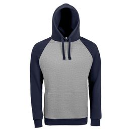 SOLS Unisex Seattle Contrast Raglan Hoodie (Grau meliert/Franz&ouml;sisch Navy)