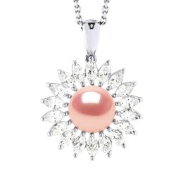 SUN Halskette S&uuml;&szlig;wasserperlenschmuck 8-9mm Rose 925