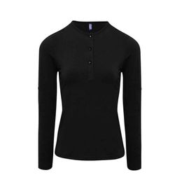 Premier Womens/Ladies Long John Plain Roll Sleeve T-Shirt (Schwarz)