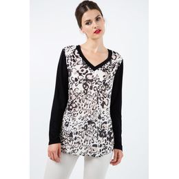 Lang&auml;rmeliges Print-Top mit Zierleiste