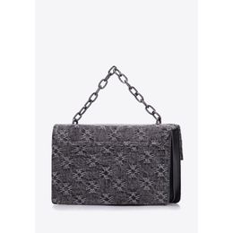 Wittchen Damen-Umh&auml;ngetasche aus Denim mit Monogramm, graue Baumwolle