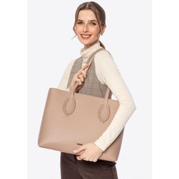 Wittchen Damen-Einkaufstasche aus &Ouml;ko-Leder mit gewebten Akzenten, beige