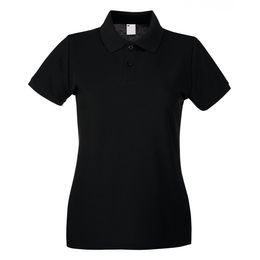 Fruit of the Loom - Poloshirt f&uuml;r Damen kurz&auml;rmlig (Schwarz)