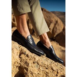 Wittchen Herren-Mokassins aus echtem Leder mit Metalllogo, schwarz