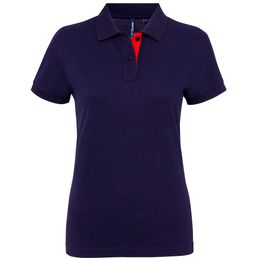 Asquith & Fox - Kontrast-Poloshirt - Damen (Marineblau/Rot)