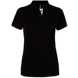 Asquith & Fox Damen/Damen Kurzarm-Poloshirt mit Kontrast (Schwarz/Wei&szlig;)