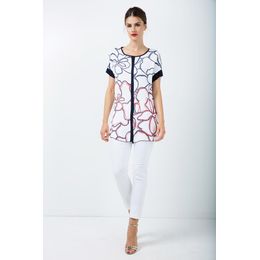 Kurzarm-Top mit Panel-Detail und Print