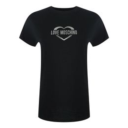 Moschino T-shirt Mit Gl&auml;nzendem Herzlogo, Schwarz