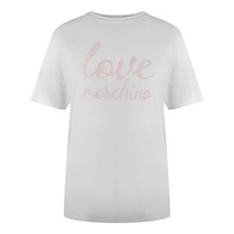 Moschino T-shirt Mit Auff&auml;lligem Pinkfarbenem Logo