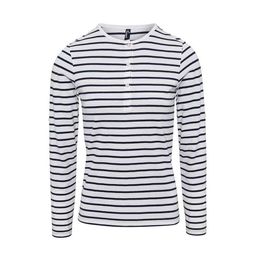 Premier - "Long John" T-Shirt f&uuml;r Damen Krempel&auml;rmel (Wei&szlig;/Marineblau)