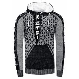 Rusty Neal 1/2 Zip Kontrast Grobstrick Kapuzen-Pullover