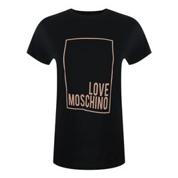 Moschino Pink Box Logo Schwarzes T-shirt