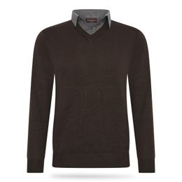 Cappuccino Italia Mock Pullover f&uuml;r Herren. Der Mock Pullover besteht aus 50% Baumwolle und 50% Acryl und hat eine normale Passform. Der Pullover hat einen Hemdkragen, der an den Pullover angen&auml;ht ist. Marke: Cappuccino ItaliaModellname: Mock Pullover (mit Hemdkragen)Kategorie: Pullover f&uuml;r HerrenMaterialien: Baumwolle, AcrylFarbe: braun, anthrazit