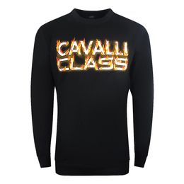 Cavalli Class Fire Logo Design Schwarzes Sweatshirt