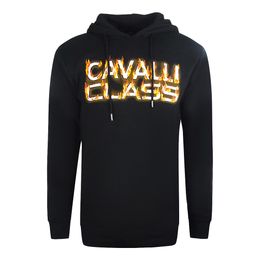 Cavalli Class Fire Logo Schwarzer Kapuzenpullover