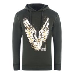Cavalli Class Goldener Adler Logo Schwarzer Hoodie