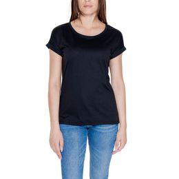 Vila Kleidung Schwarzes Baumwoll-T-Shirt