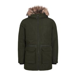 Jack & Jones Mit dem Parka von Jack & Jones sind Sie f&uuml;r die Wintertage bestens ger&uuml;stet. Dieser Parka sch&uuml;tzt Sie vor Wind und Wetter, denn er ist wasserabweisend und hat eine abnehmbare Kapuze mit Fellimitat. Er h&auml;lt Sie angenehm warm, denn er ist aus einem schweren Stoff gefertigt und mit Kunstdaunen gef&uuml;ttert. Er verleiht Ihnen einen modischen Look, denn er hat einen klassischen Langarm und Sturmmanschette