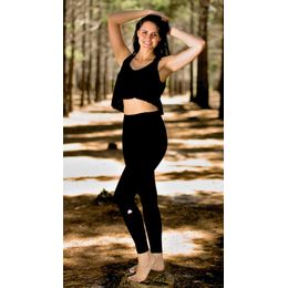 GUGGEN Mountain Damenleggings Seamless Damen Leggings Tights Schwarz