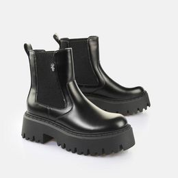 Buffalo Aspen Chelsea Damen Schwarze Stiefel