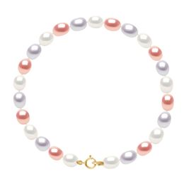 DIADEMA - Armband - Echte S&uuml;&szlig;wasserperlen - Pastell mehrfarbig - Gelbgold