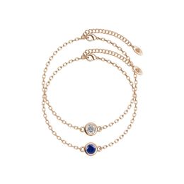 Geburtsstein-Armb&auml;nder &ndash; Ros&eacute;gold, Kristall und Blau