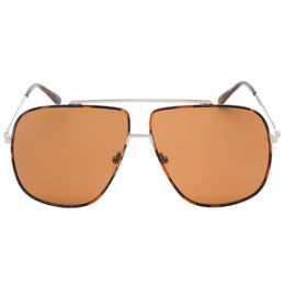 Guess Sonnenbrille mit braunen Gl&auml;sern und gl&auml;nzendem hellem Rutheniumsilber