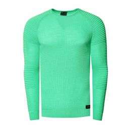 Rusty Neal Slim Fit Feinstrick Biker Rundhals-Pullover
