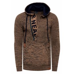 Rusty Neal 1/2 Zip Grobstrick Slim Fit Kapuzen-Pullover
