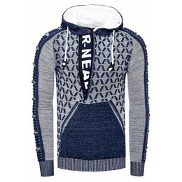 Rusty Neal 1/2 Zip Kontrast Grobstrick Kapuzen-Pullover