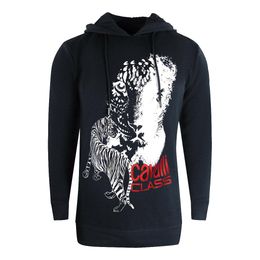 Cavalli Class Kapuzenpullover mit grossem Tiger-Logo in Schwarz