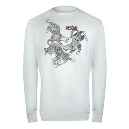 Cavalli Class Sweatshirt Mit Paisley-leoparden-design In Cremewei&szlig;
